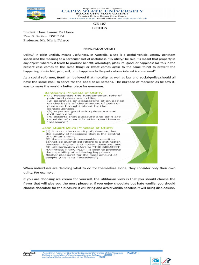 PRINCIPLE OF UTILITY Hard | PDF | Utilitarianism | Applied Philosophy