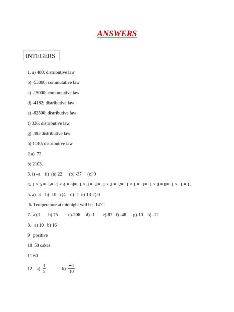 Revision Worksheet Answers Gr7 - 2024-25 | PDF | Number Theory ...