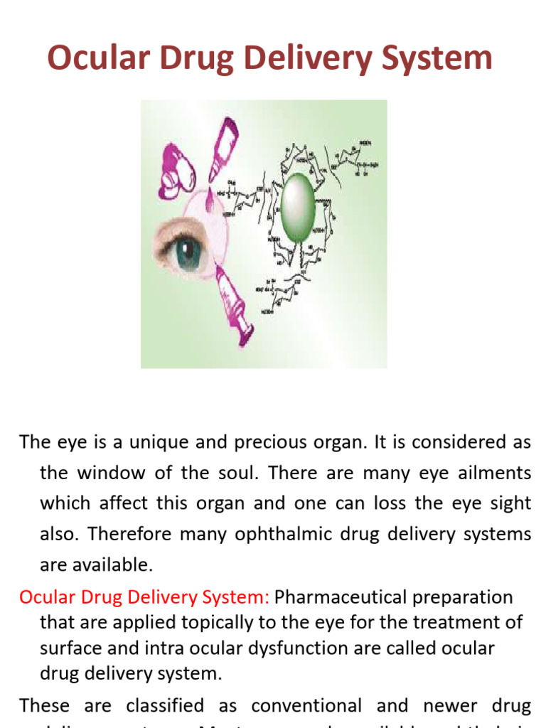 Ocular Drug Delivery System | PDF | Human Eye | Cornea