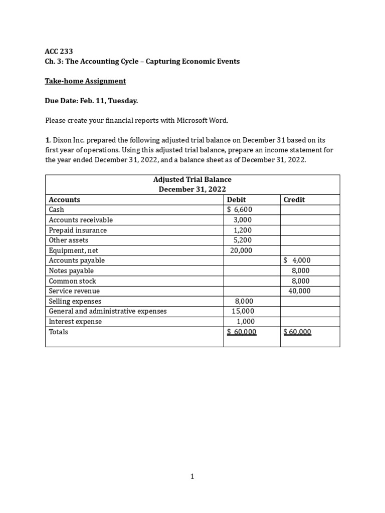 Ch3 - Take Home Problems-1 | PDF | Debits And Credits | Expense