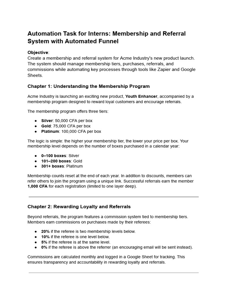 Automation Task For Interns - Membership and Referral System With ...