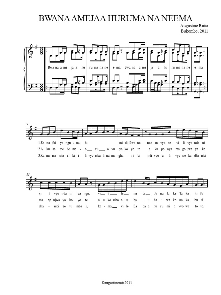 -BWANA-AMEJAA-HURUMA-NA-NEEMA | PDF