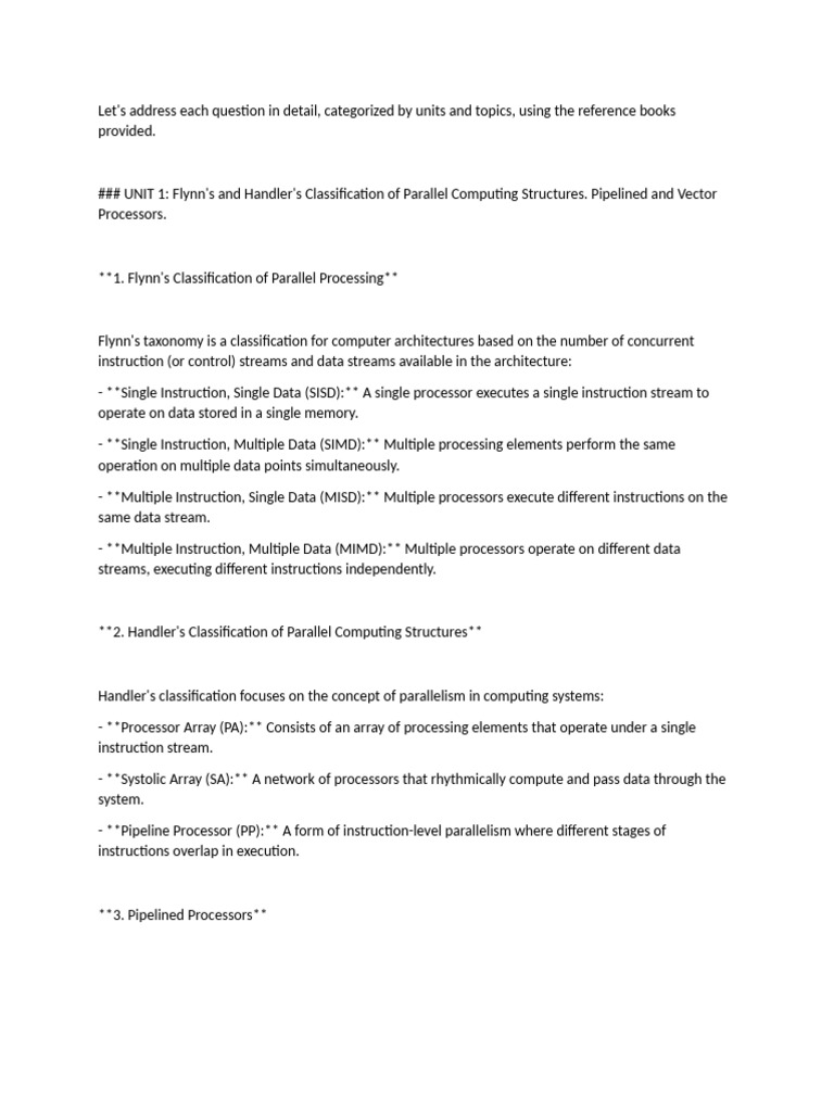 OVERVIEW - MCSE-103 Advanced Computer Architecture | PDF | Central Processing Unit | Parallel ...