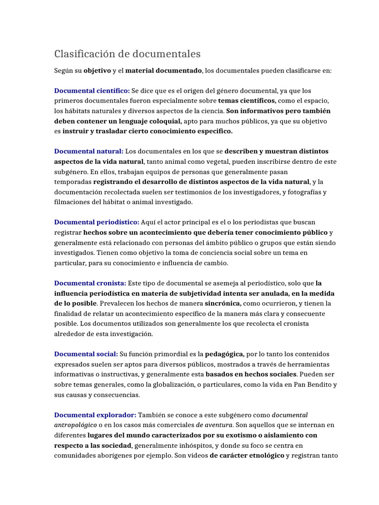 Clasificación de Documentales | PDF | Conocimiento | Habitat