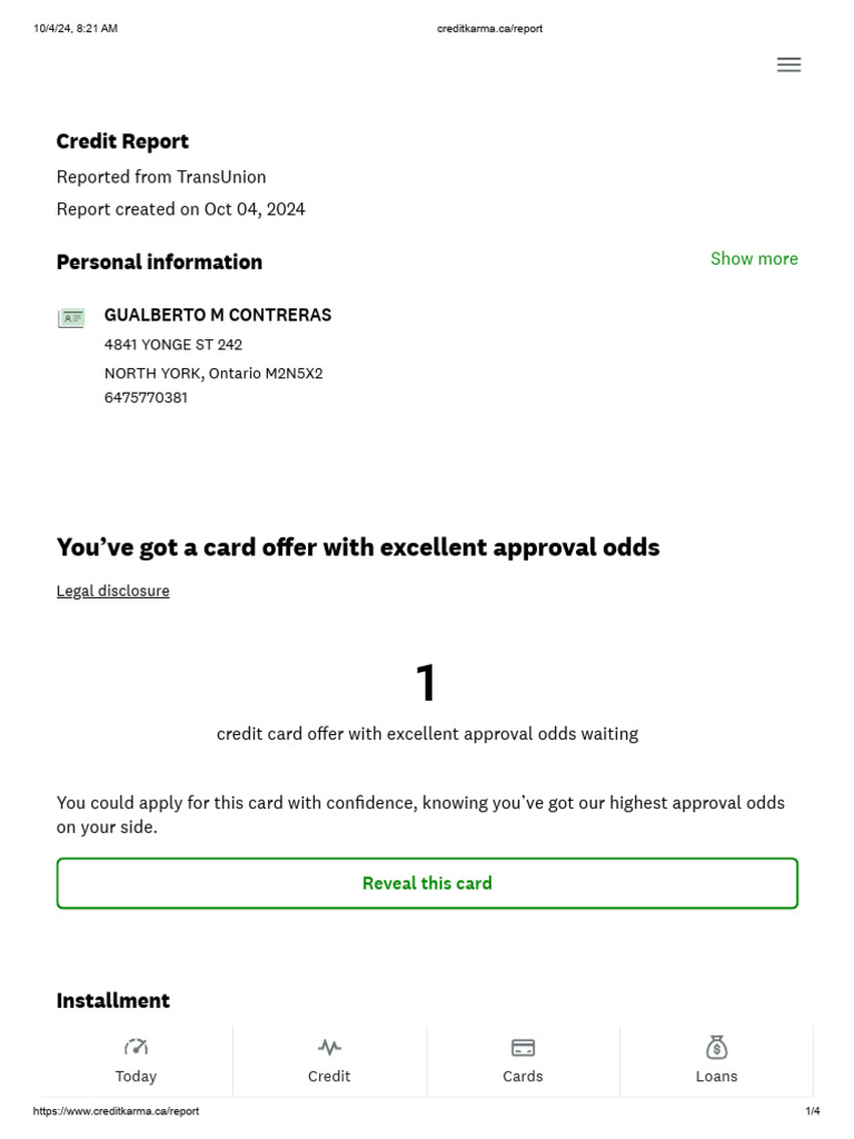 creditkarma.ca_report_GCJ | PDF | Credit | Finance & Money Management