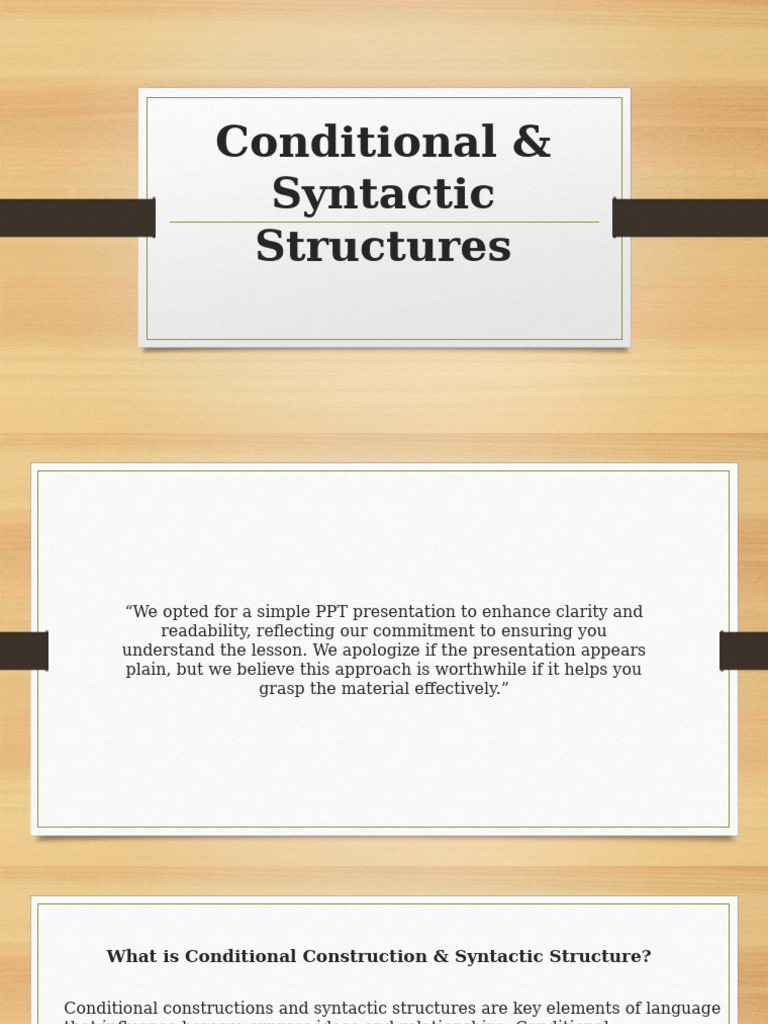 Conditional Construction Syntactic Structures PPT | PDF | Verb | Syntax
