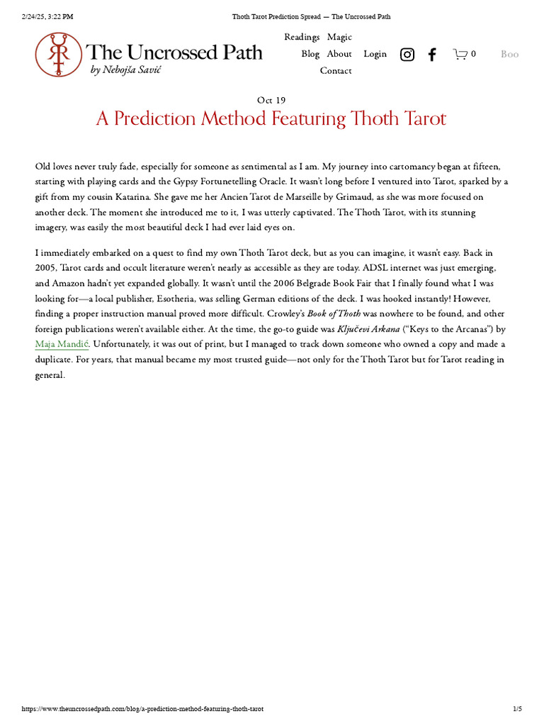 Thoth Tarot Prediction Method | PDF | Tarot | Playing Cards