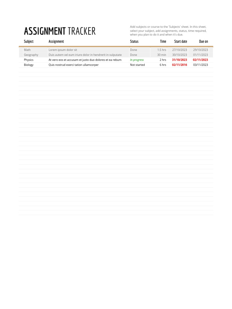 Assignment Tracker | PDF