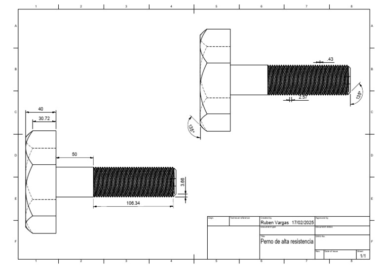 Perno de Alta Resistencia Vista Longitudinal | PDF