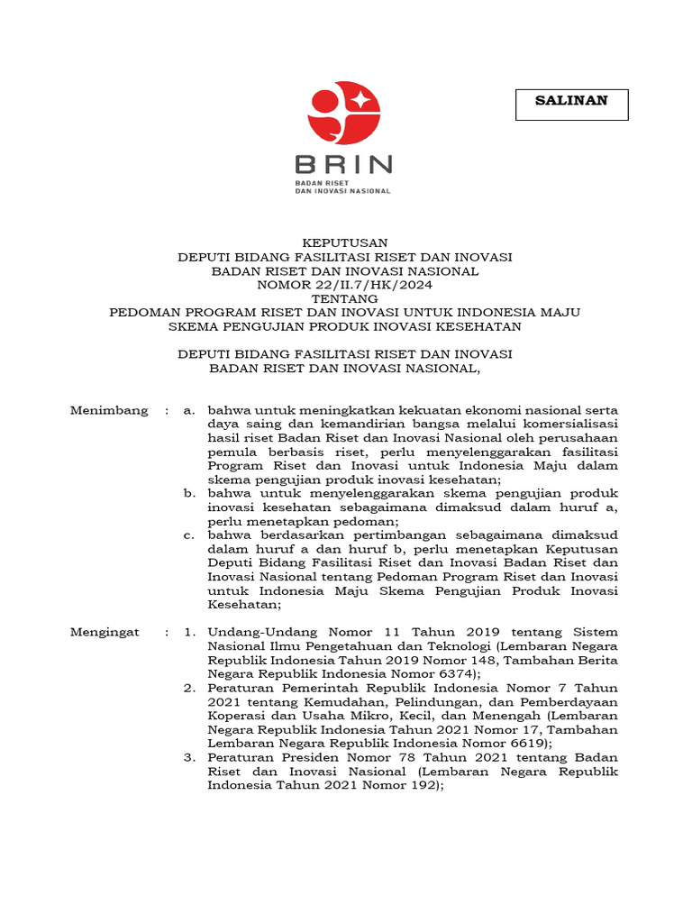 Pedoman Skema PPIK Inovasi Kesehatan | PDF