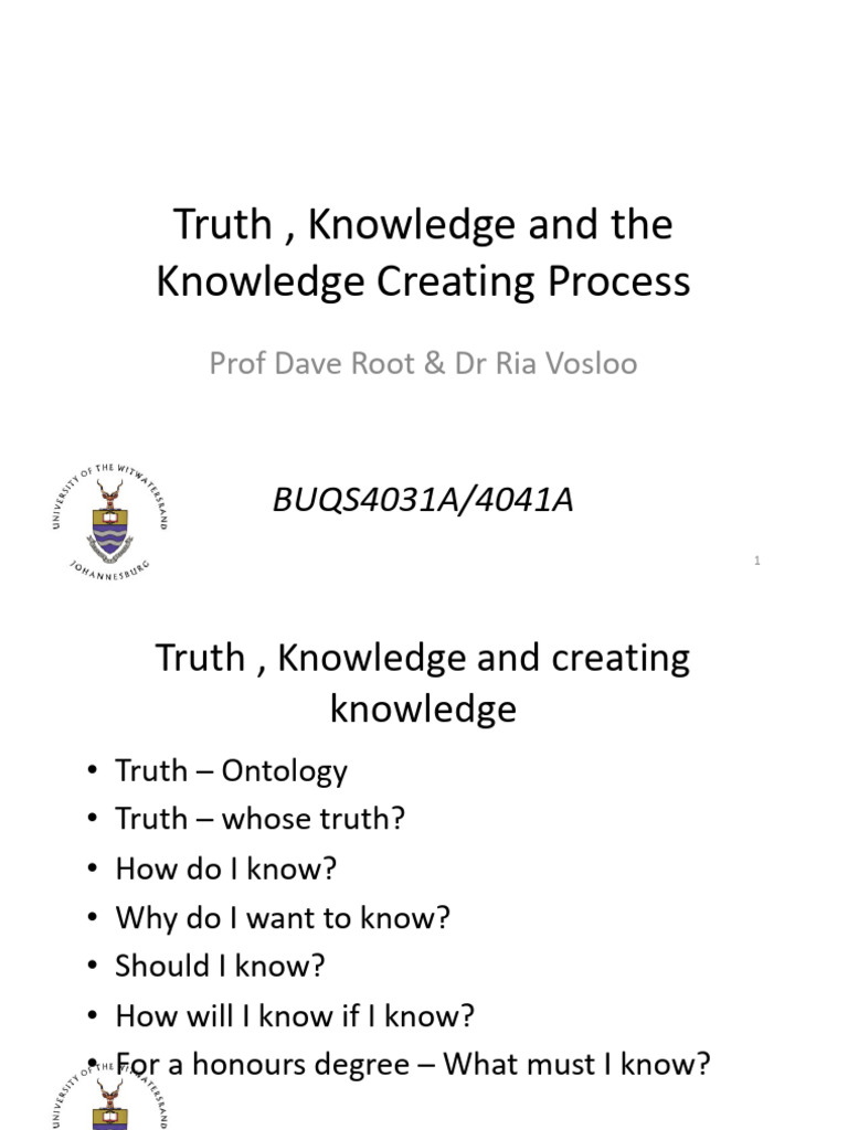 02 Truth Knowledge and The Knowledge Creating Process 2022 | PDF ...