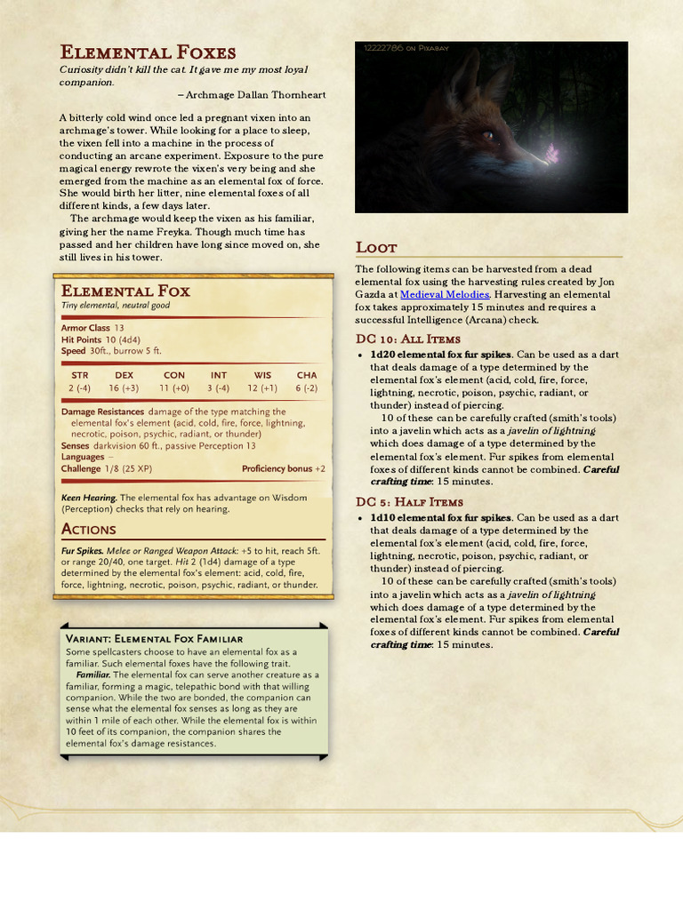 Elemental Foxes: Harvesting Guide | PDF