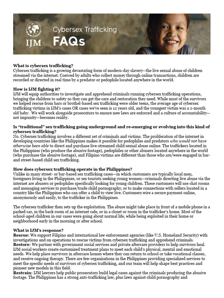 IJM Cybersex Trafficking FAQs | PDF | Human Trafficking | Crimes