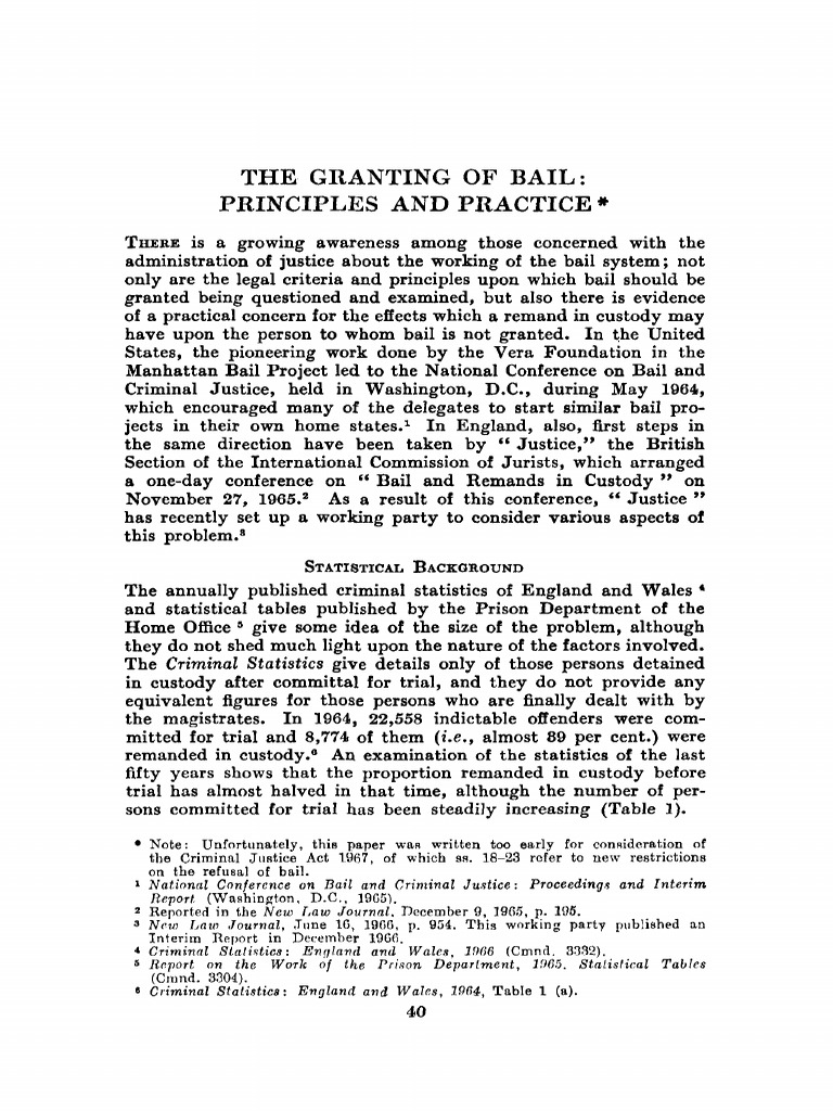 Bail System: Principles and Statistics | PDF | Bail | Felony