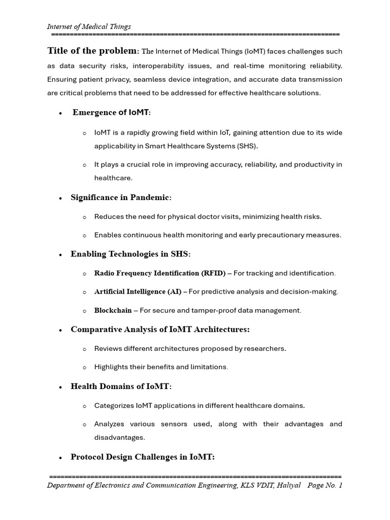 Technical Seminar Synopsis Format | PDF | Internet Of Things | Computer Network
