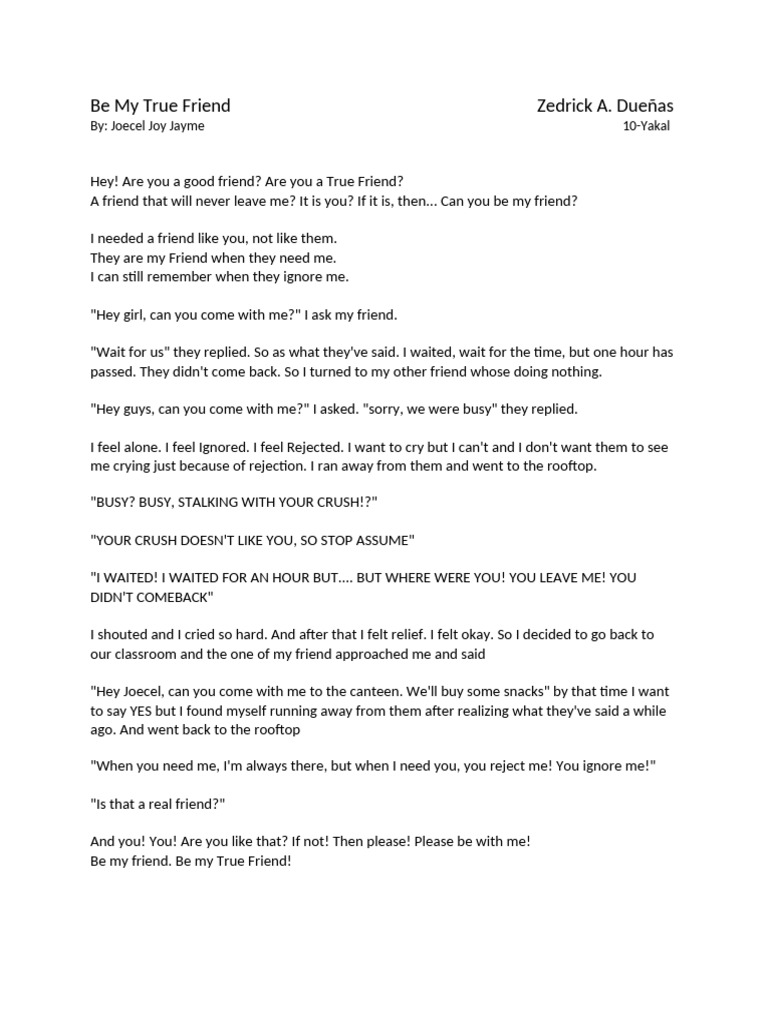 Seeking a True Friend | PDF