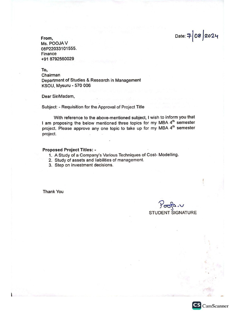 MBA Project Approval Documents | PDF