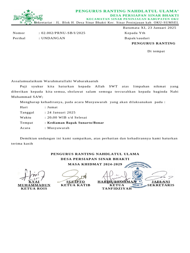 Undangan Musyawarah | PDF