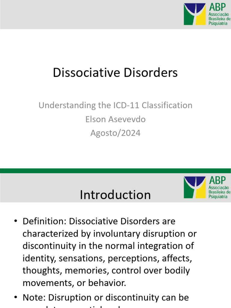 Dissociative Disorders Presentation | PDF | Dissociation (Psychology ...