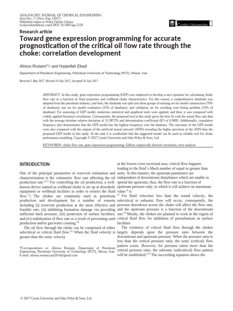 Toward Gene Expression Programming For Accurate Prognostication of The Critical Oil Flow Rate ...