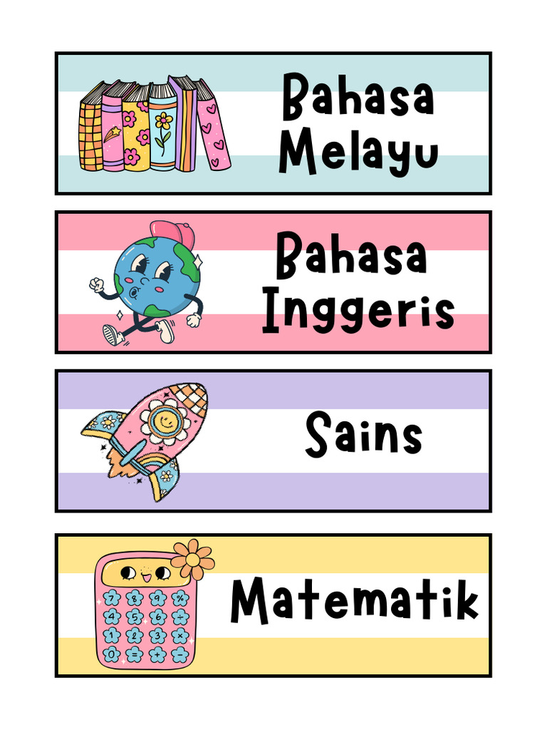 Retro Groovy Folder Labels in Colorful Illustrative Style.pdf | PDF