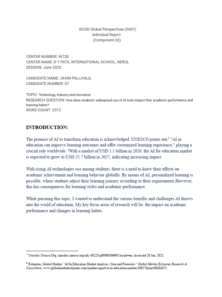Jihan Palliyalil Gp Ir Grade 10 (6) | PDF | Artificial Intelligence | Intelligence (AI) & Semantics