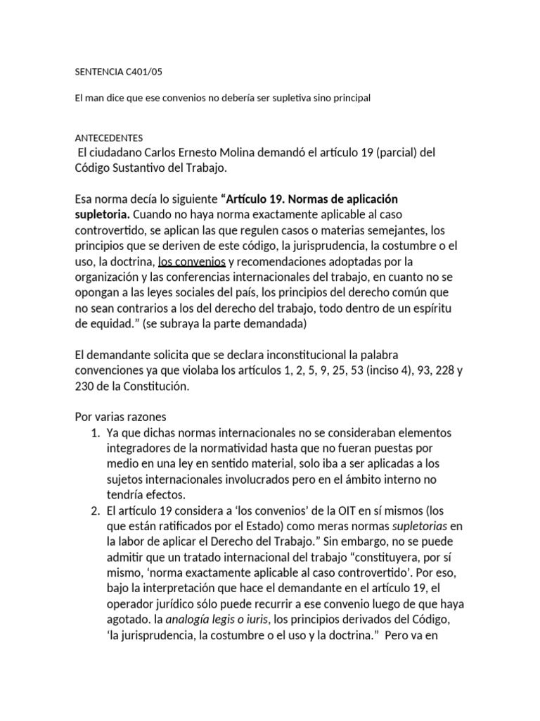 SENTENCIA C401 | PDF | Constitución | Caso de ley