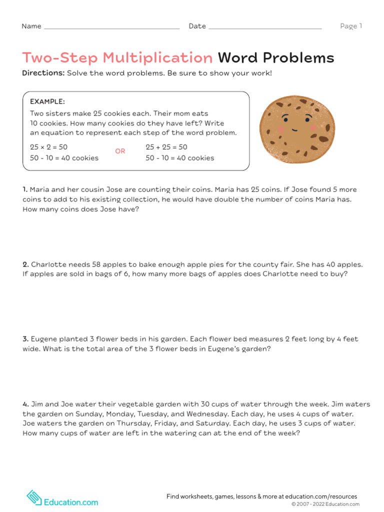 2 Step Multiplication Word Problems | PDF