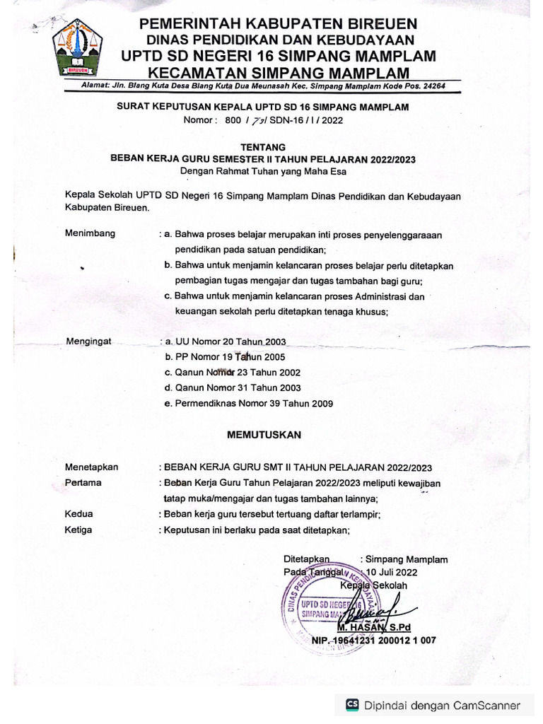 SK Mengajar 2022-2023 | PDF