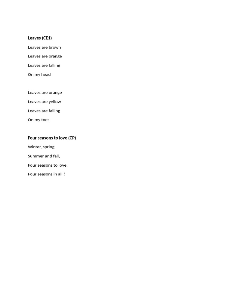 Leaves Poem | PDF