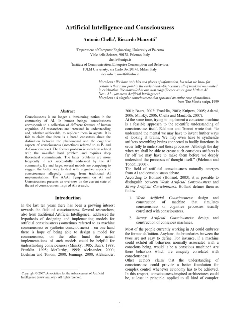 FS07-01-001 | PDF | Consciousness | Intelligence (AI) & Semantics