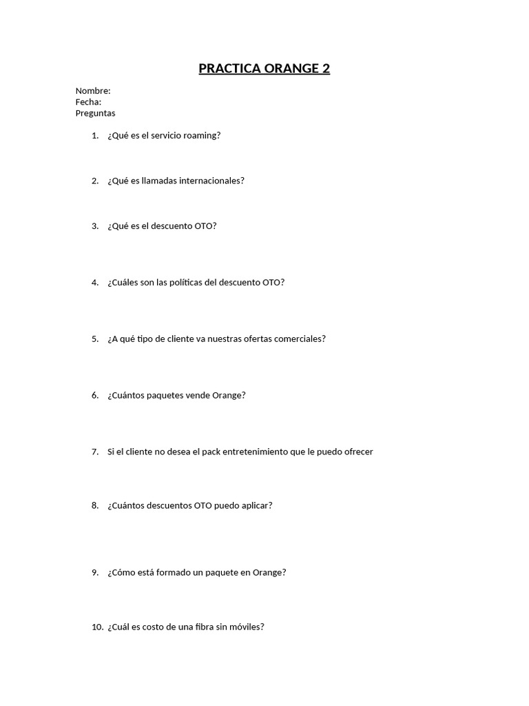 Preguntas Frecuentes sobre Servicios Orange | PDF