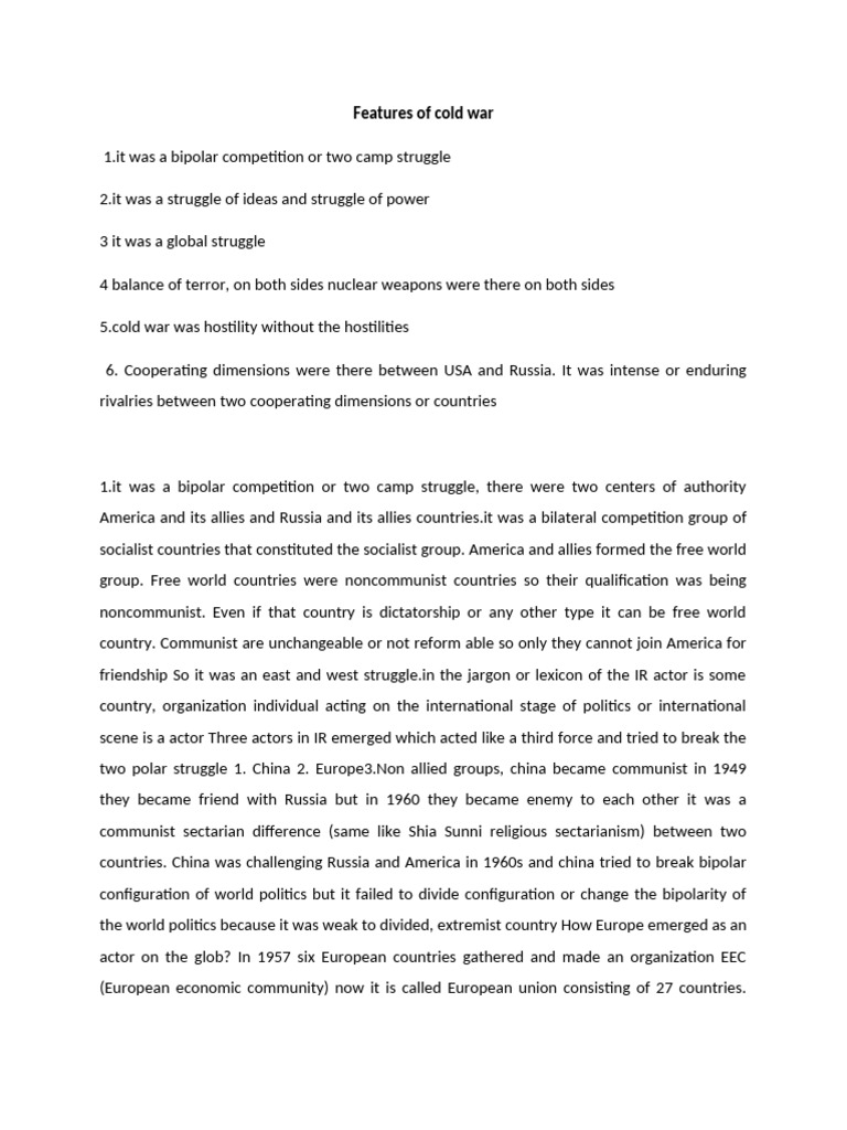 Features of cold war | PDF | Intercontinental Ballistic Missile ...