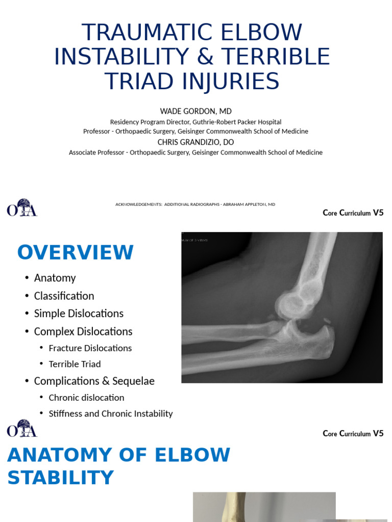 Traumatic Elbow Instability Guide | PDF | Elbow | Musculoskeletal Disorders
