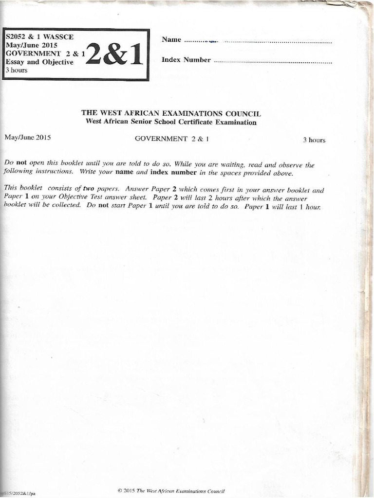 Wassce Government 2021 Final | PDF