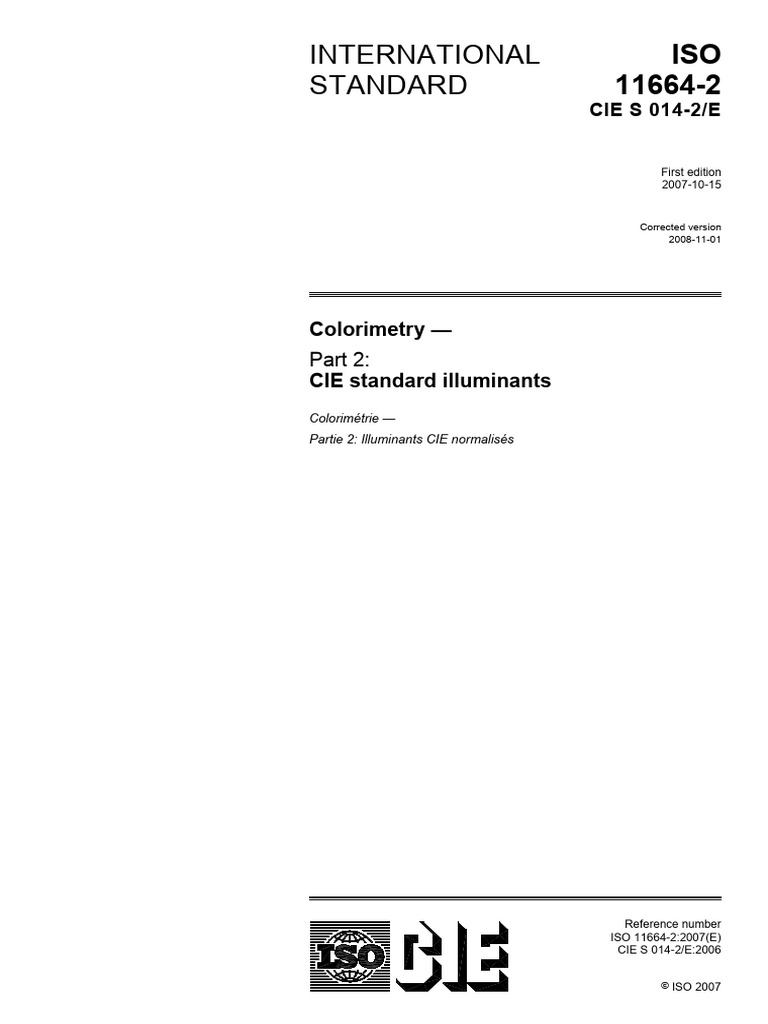 Colorimetry - Part 2 - CIE Standard Illuminants - 1, 2008 - Anna's ...