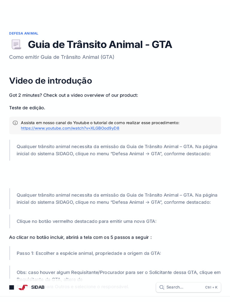 Guia de Trânsito Animal - GTA - SIDAB | PDF | Recibo | Tráfego