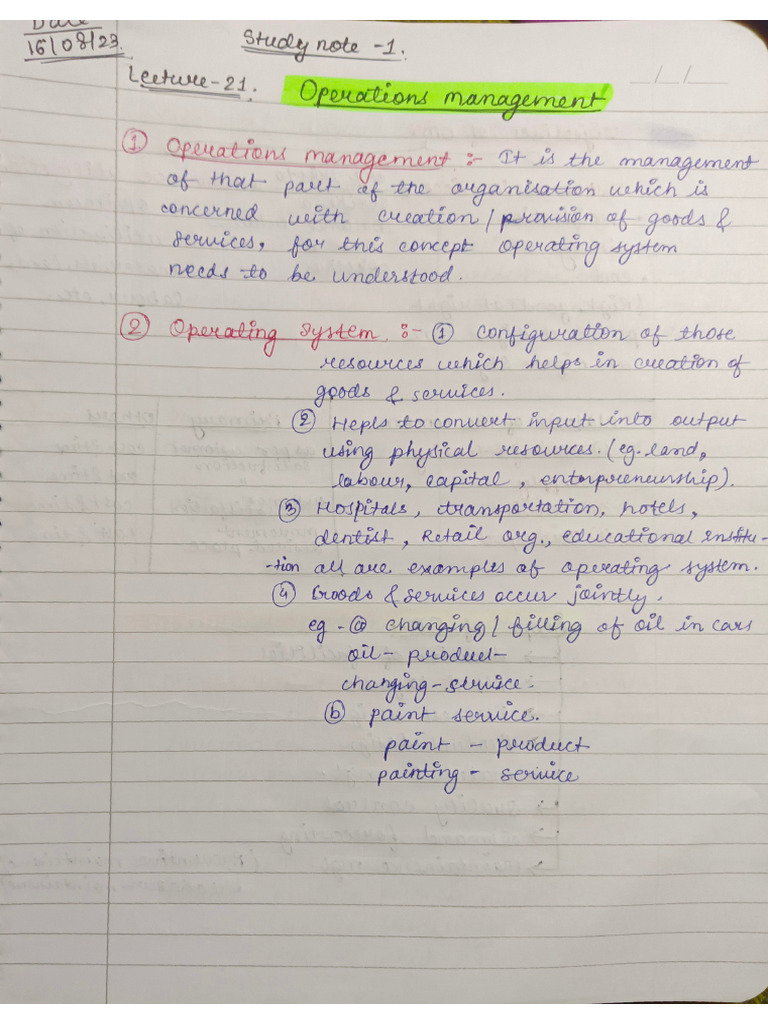 CMA Inter OMSM Handwritten Notes | PDF