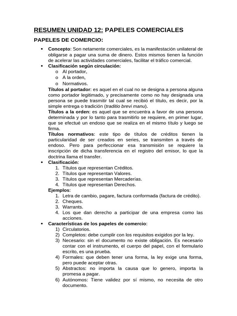 Clasificación y Características de Papeles Comerciales | PDF | Pagaré