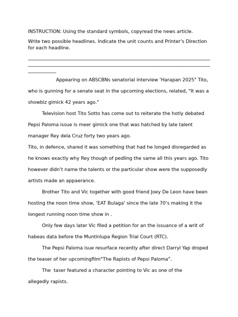 Copyreading Exercise 020425 V2 | PDF