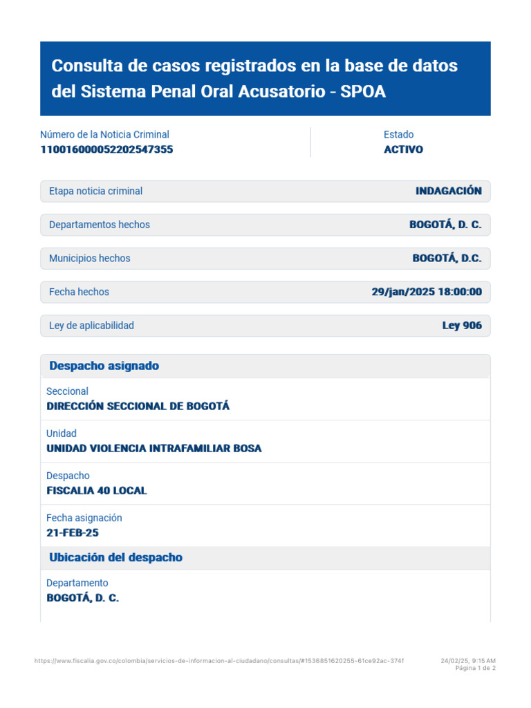 Consulta de Casos en SPOA | PDF | Crimen y violencia | Cumplimiento de ...