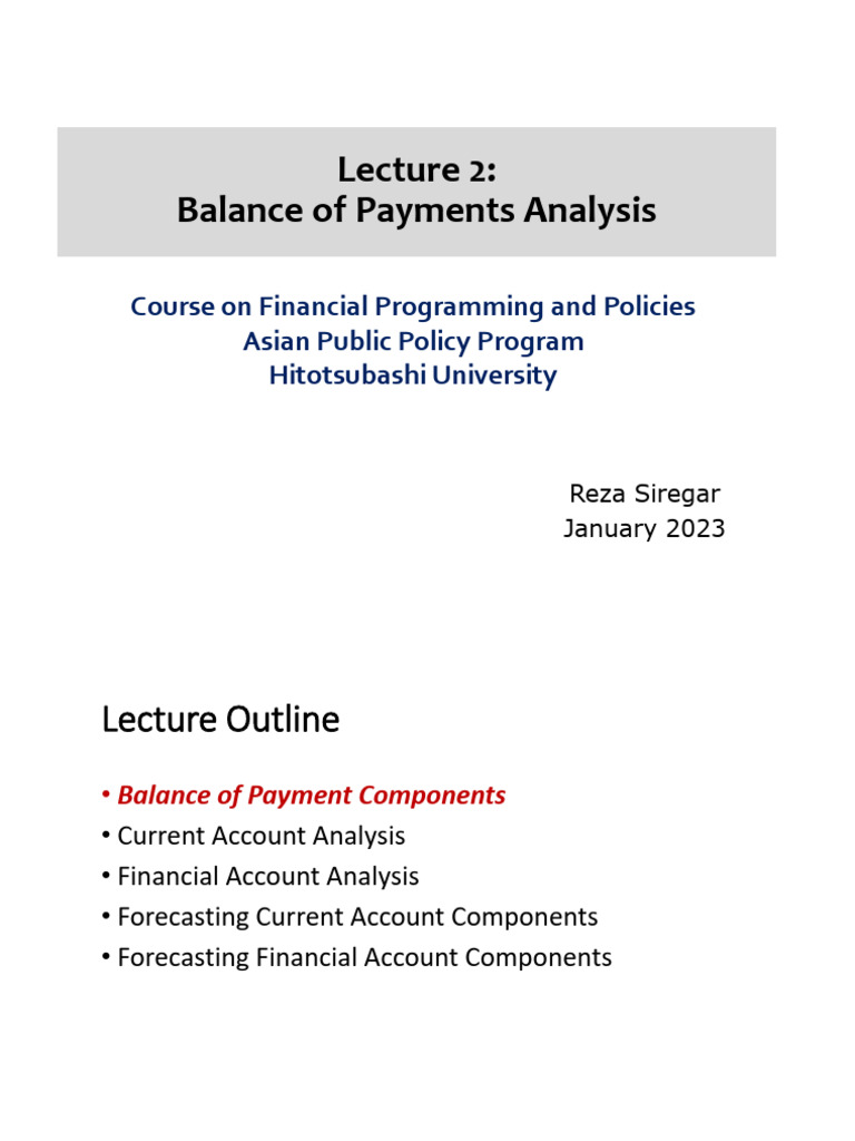Lecture 2 On BOP Account FPP 2023 | PDF | Government Budget Balance | Balance Of Payments