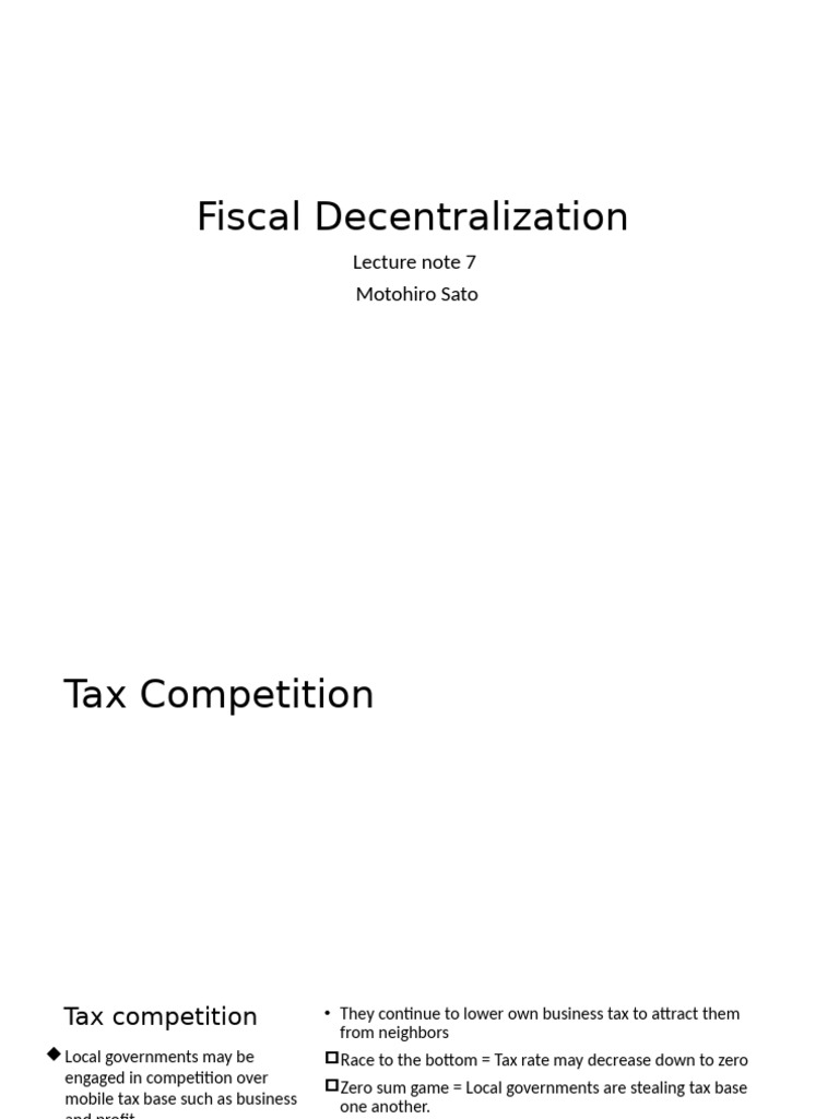 Tax Competition and Fiscal Decentralization | PDF | Taxes | Tax Incidence