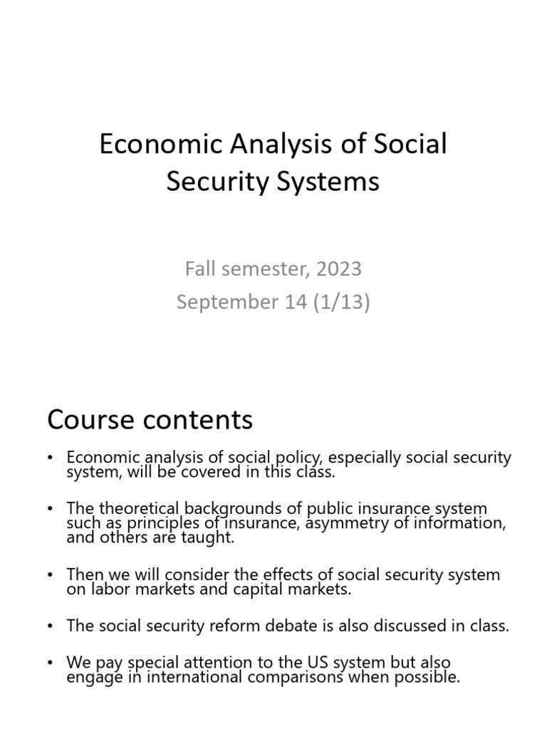 Ess S 2023 First Lecture | PDF | Insurance | Adverse Selection