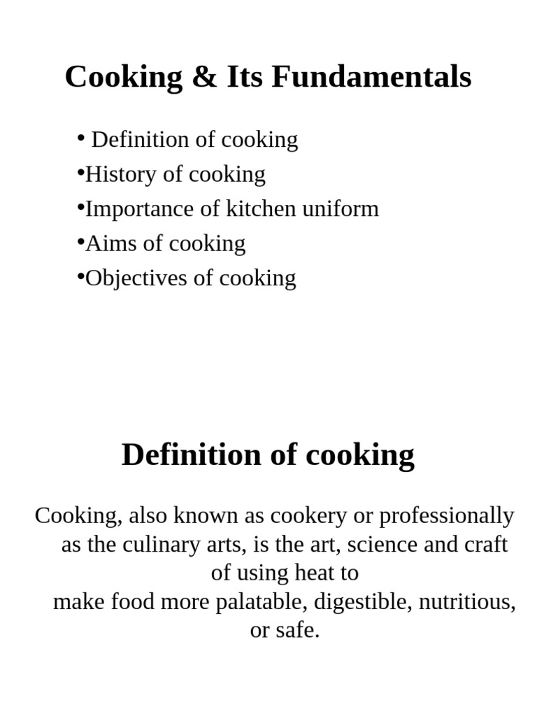 Cooking & Its Fundamentals | PDF | Cooking | Chef