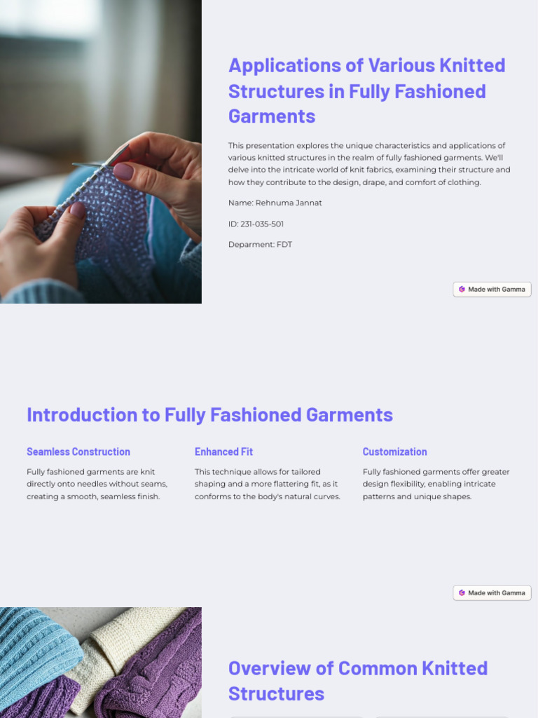Knitted Structures in Fashioned Garments | PDF | Knitting | Sweater
