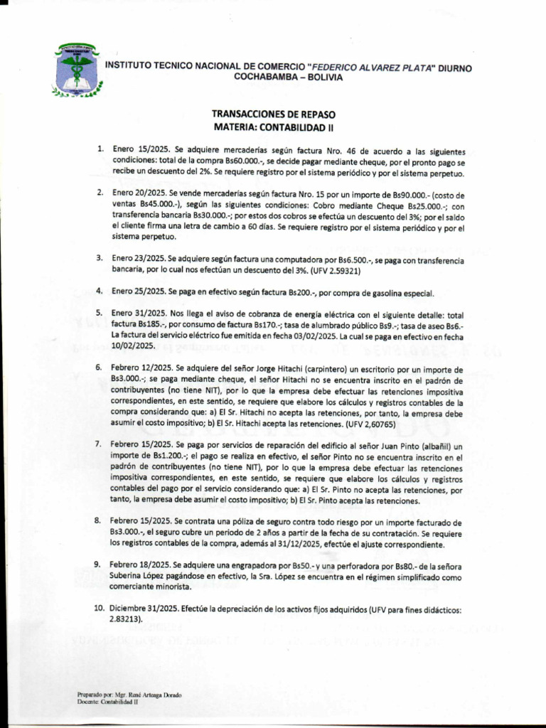 Práctica repaso Contabilidad II | PDF