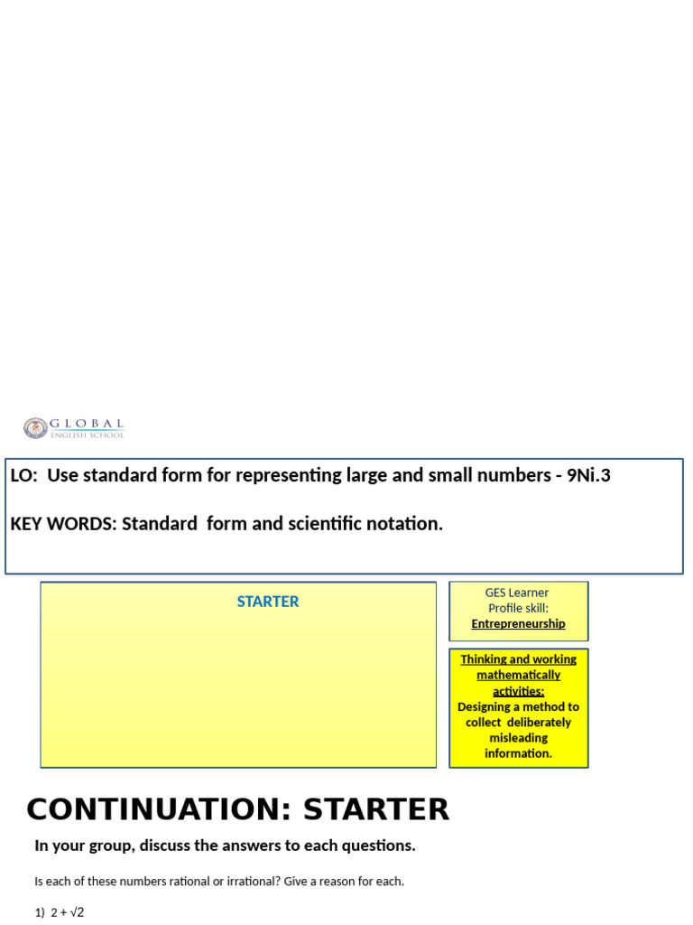 Grade 8_Term 1_Week 2_Day 1 | PDF | Mathematical Notation | Arithmetic