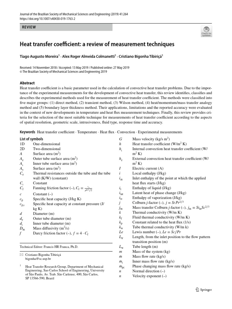 Heat Transfer Coefficient Measurement Review | PDF | Heat Transfer | Heat