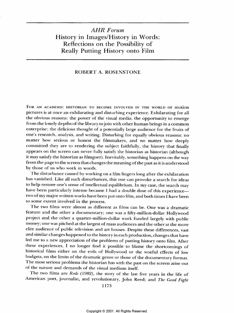 Rosenstone, History in Images | PDF